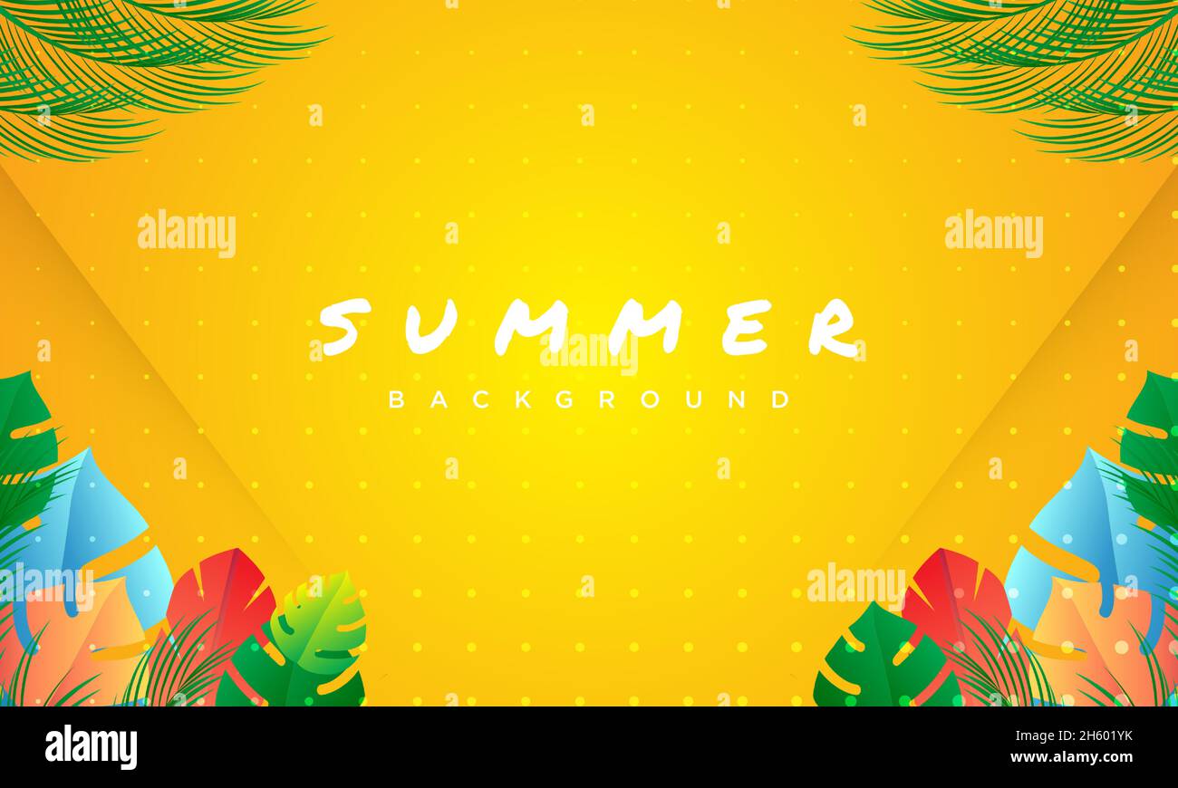 Hot Summer Background with Leaves Stock Vector Image & Art - Alamy