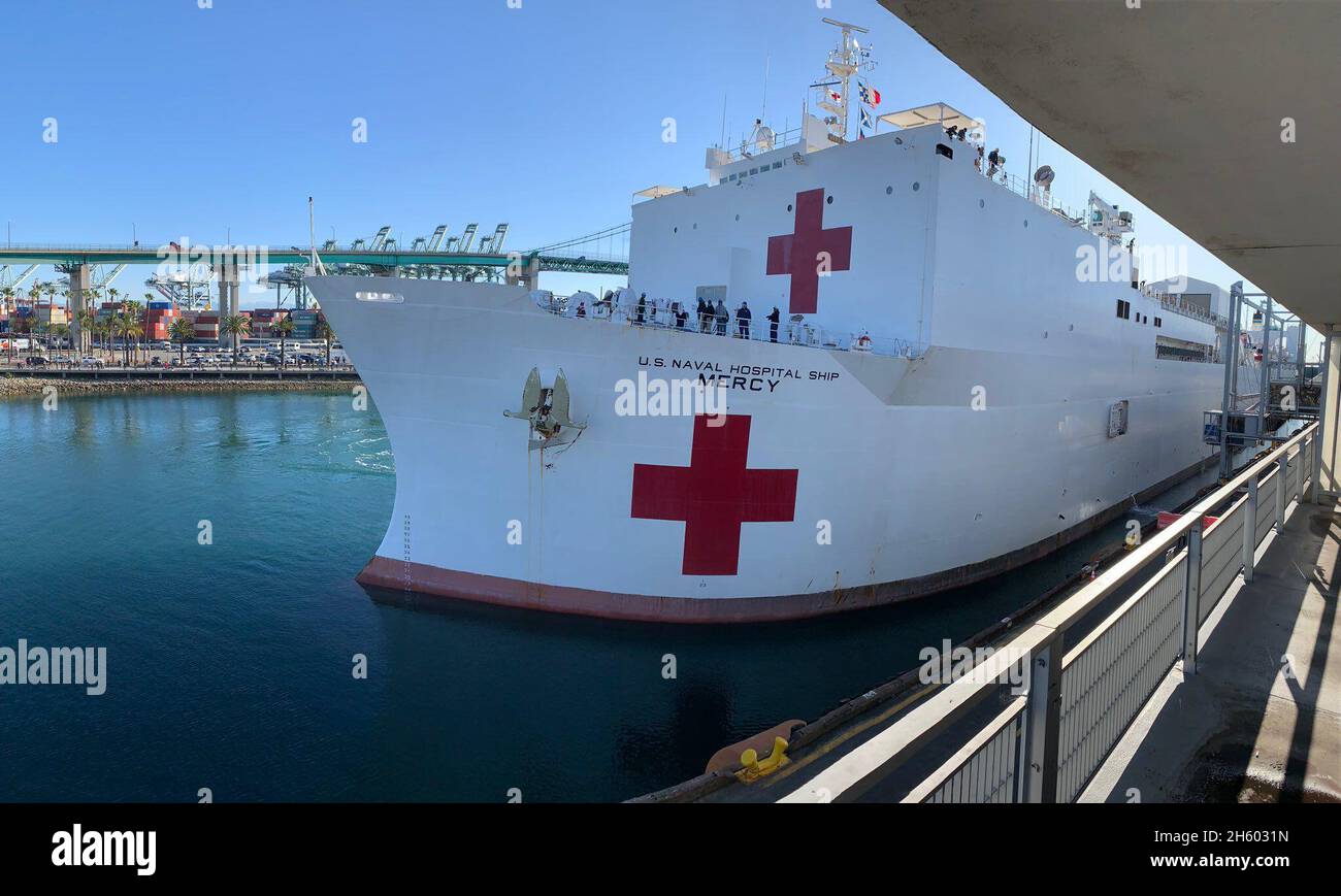 USNS Mercy hospital ship at the Port of LA ca. 27 March 2020 Stock ...