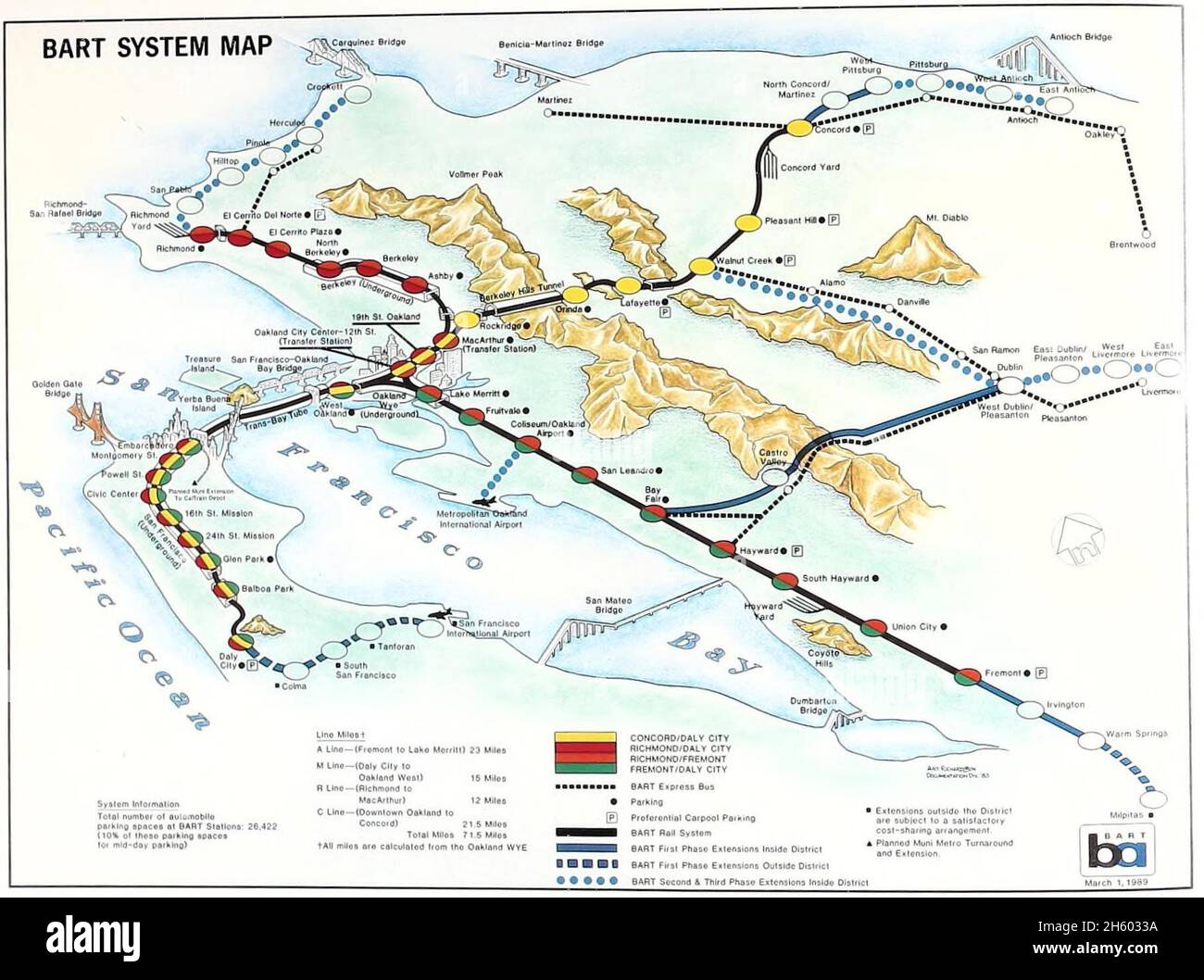 1987 bart system map hi-res stock photography and images - Alamy