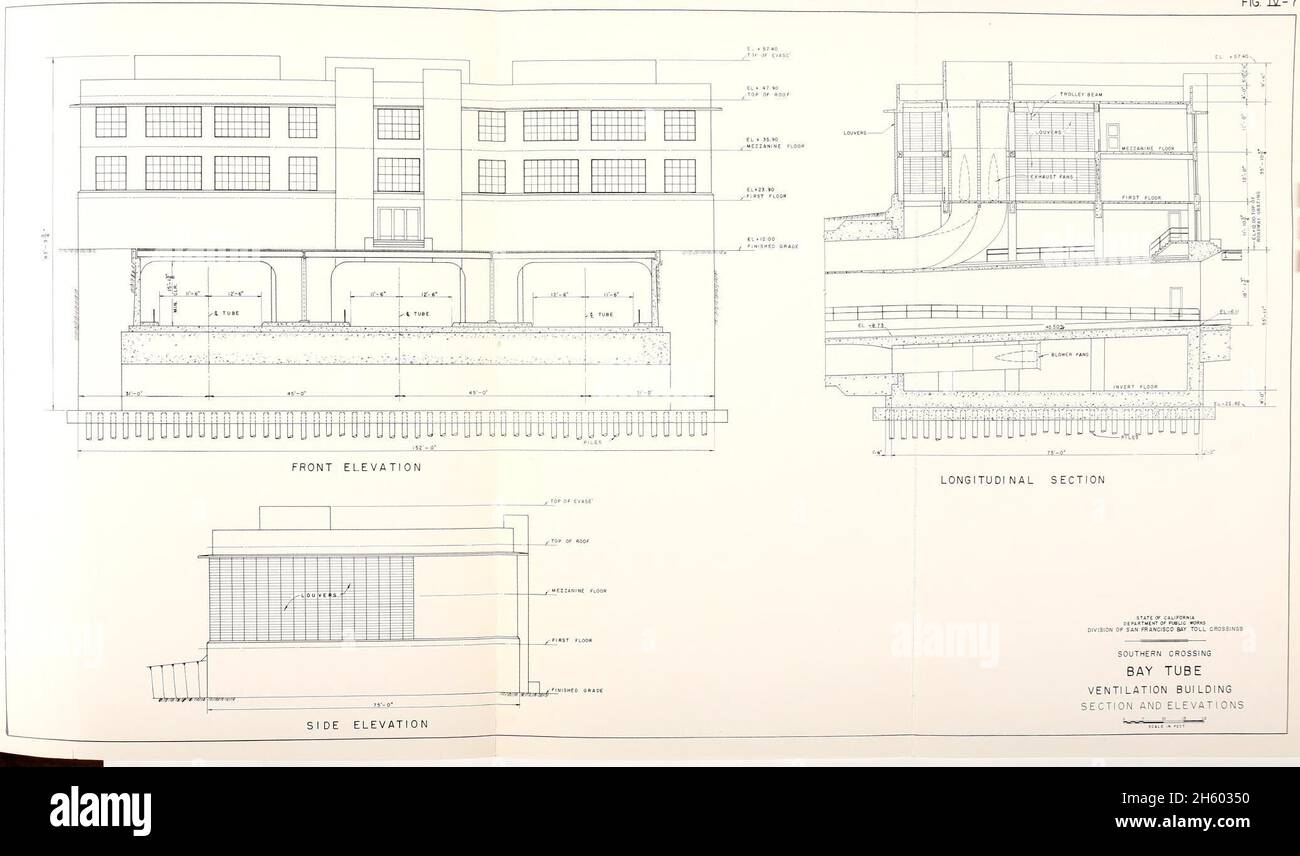 Ventilation building section and elevations hi-res stock photography ...
