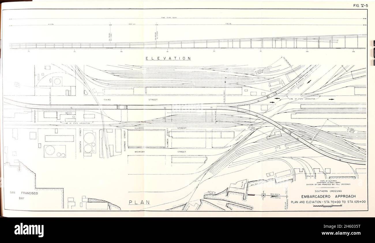 Southern Crossing: Embarcadero approach, plan and elevation station 70 ...
