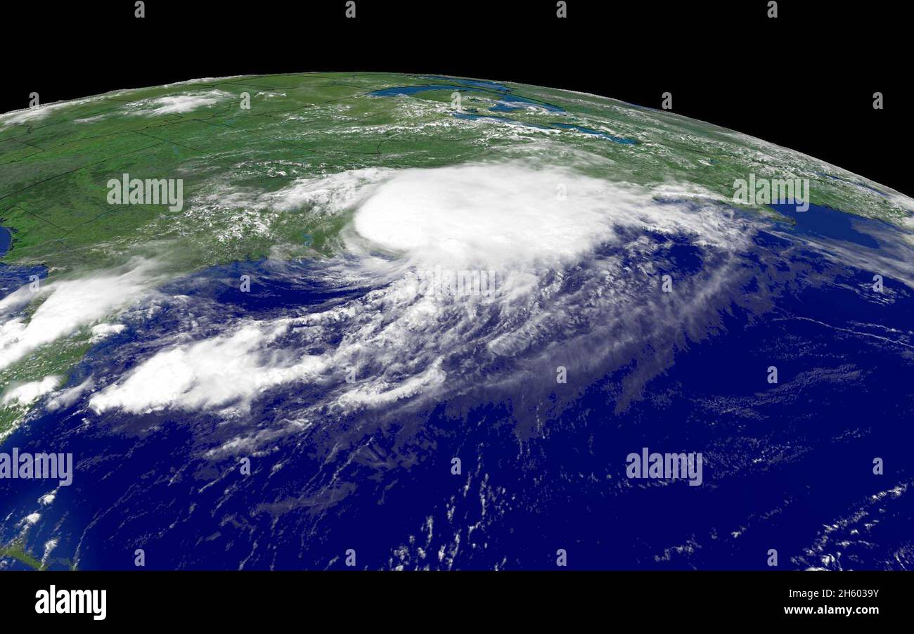 The angled image of Hurricane Charley was taken by a National Oceanic ...