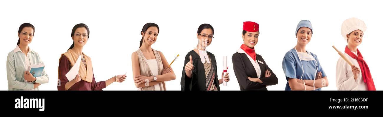 Women belonging to different professions standing together Stock Photo ...