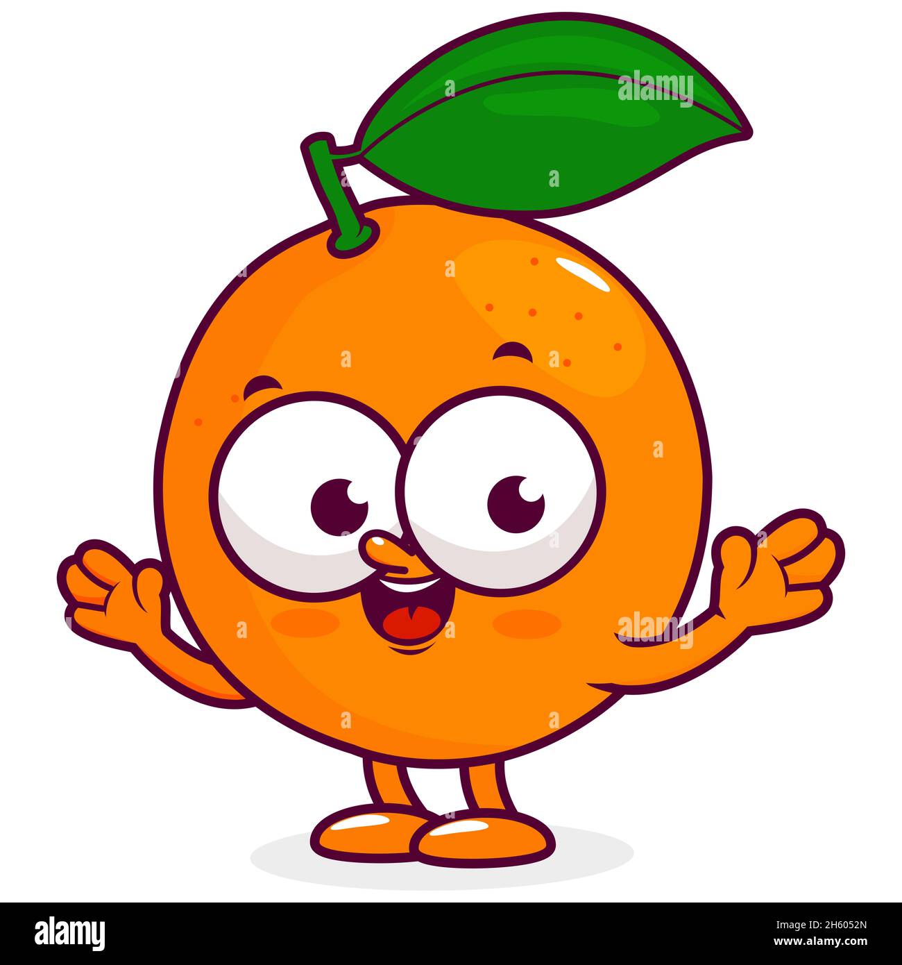 Funny cartoon orange character on white background Stock Photo - Alamy