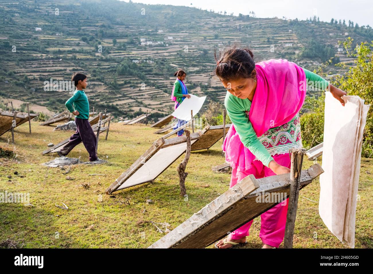 Lokta bark paper making process hi-res stock photography and images - Alamy