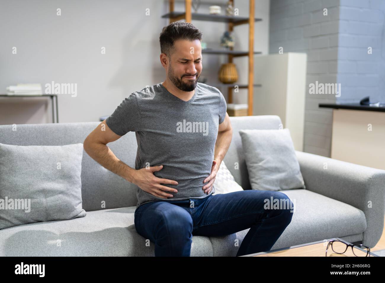 Stomach ache man hi-res stock photography and images - Alamy