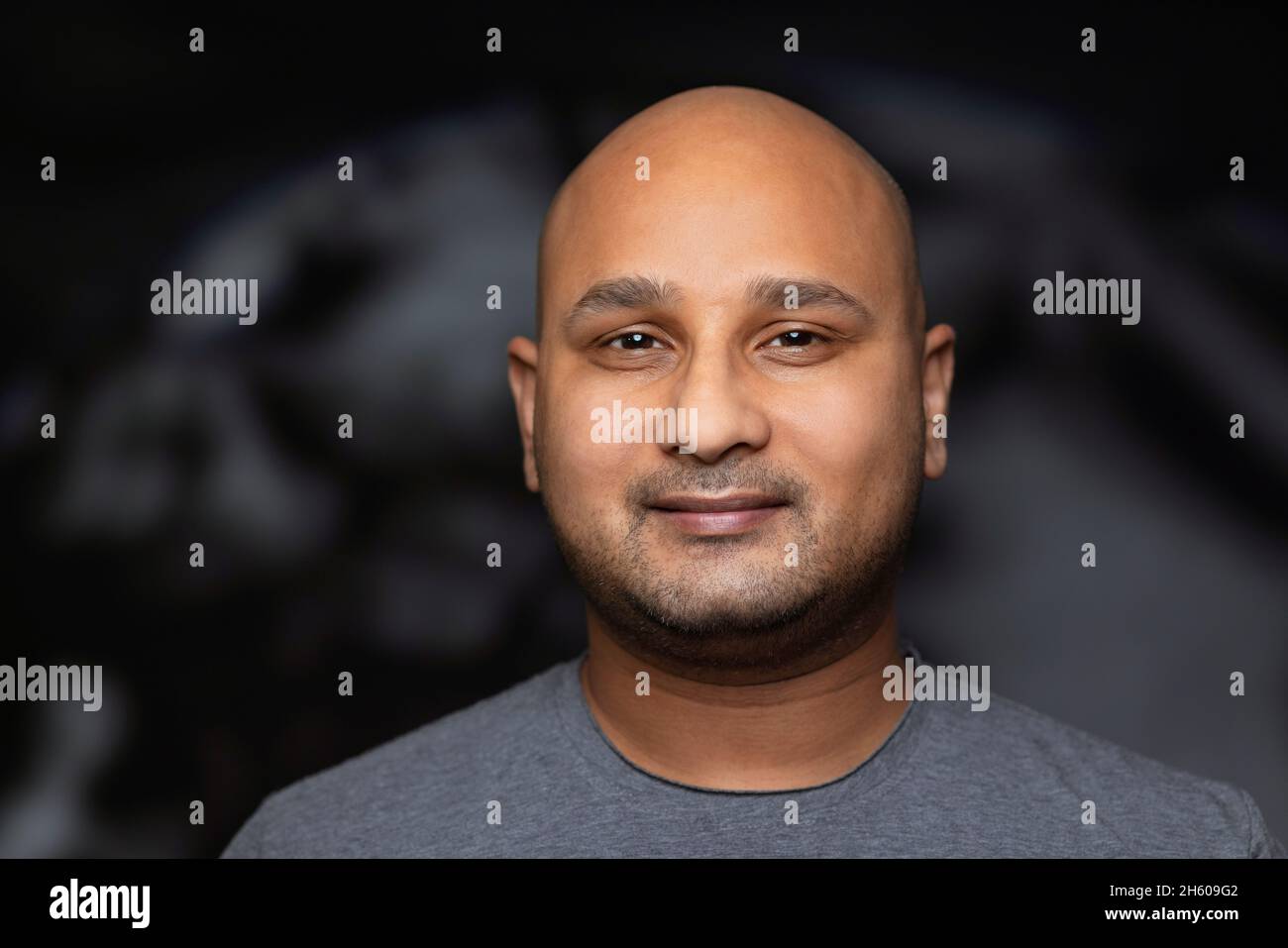 Indian bald man smiling hi-res stock photography and images - Alamy