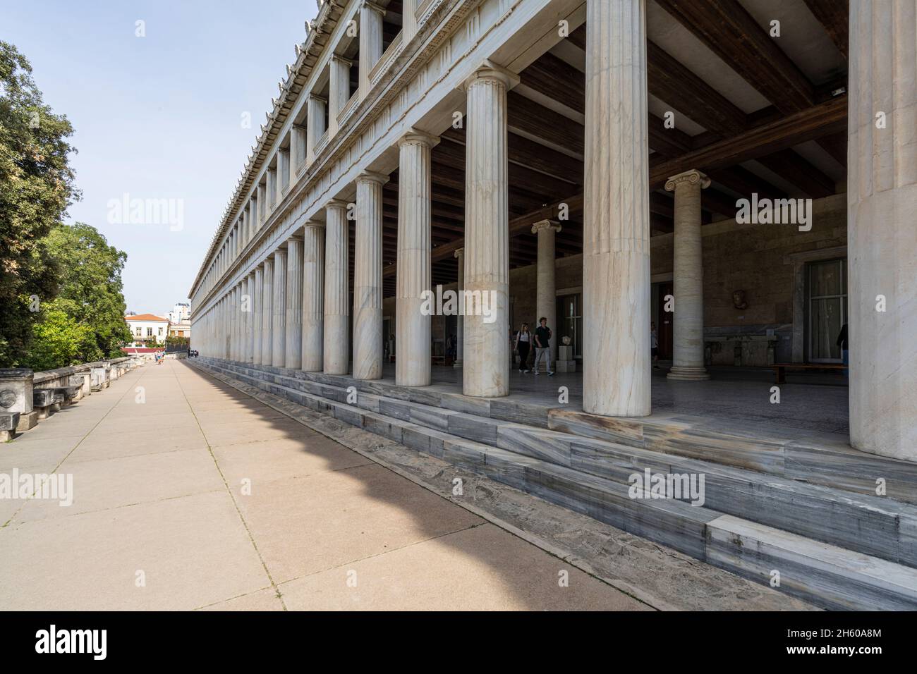 Athens, Greece. November 2021. panoramic view of the external colonnade ...