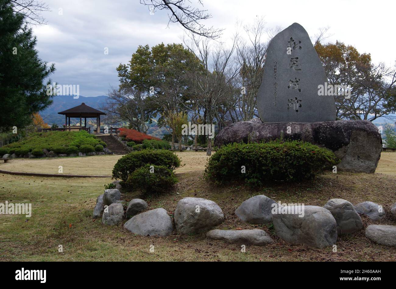 iida, nagano, japan 2021-12-11 , matsuo castle ruins in Iida. City ...