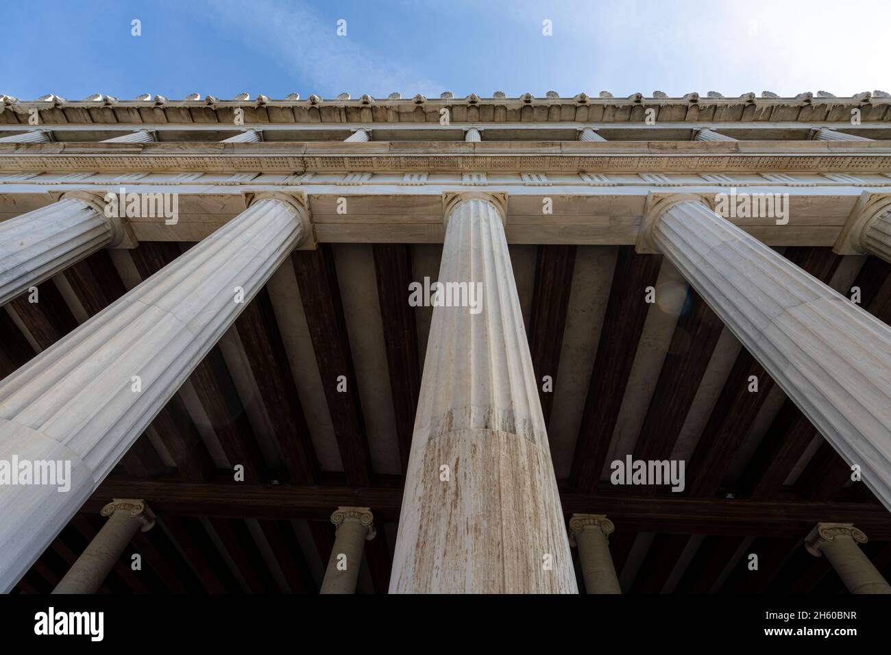 Athens, Greece. November 2021. panoramic view of the external colonnade ...