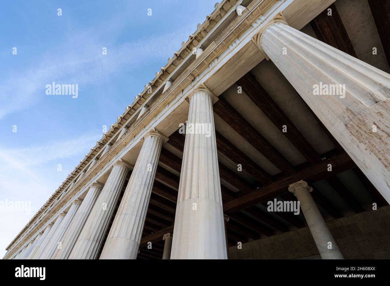 Athens, Greece. November 2021. panoramic view of the external colonnade ...