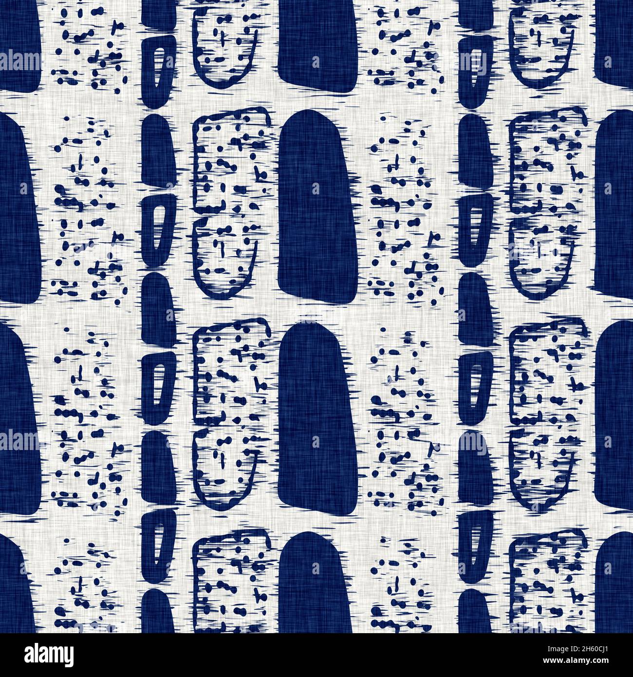 Indigo dyed fabric geo shape pattern texture. Seamless textile fashion ...