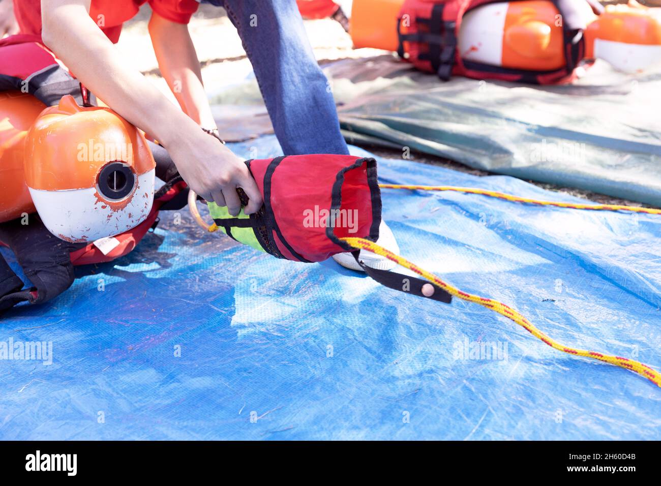 Rescue water dummy in drowning case training Stock Photo - Alamy