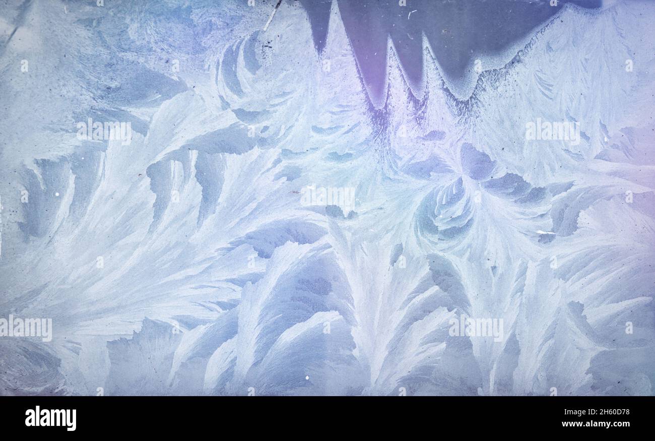 natural frosty patterns on the window glass gradient illumination Stock ...