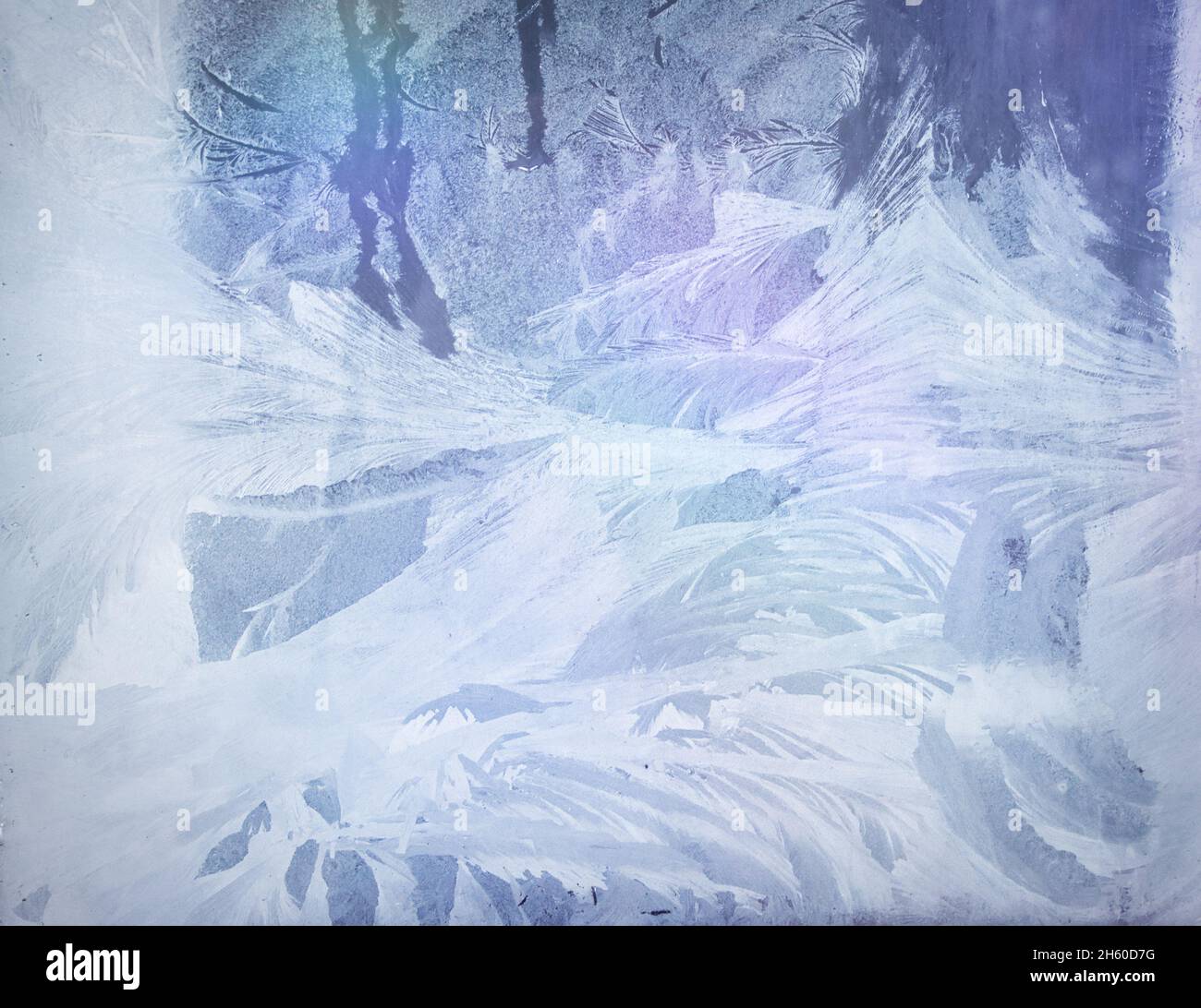 natural frosty patterns on the window glass gradient illumination Stock ...
