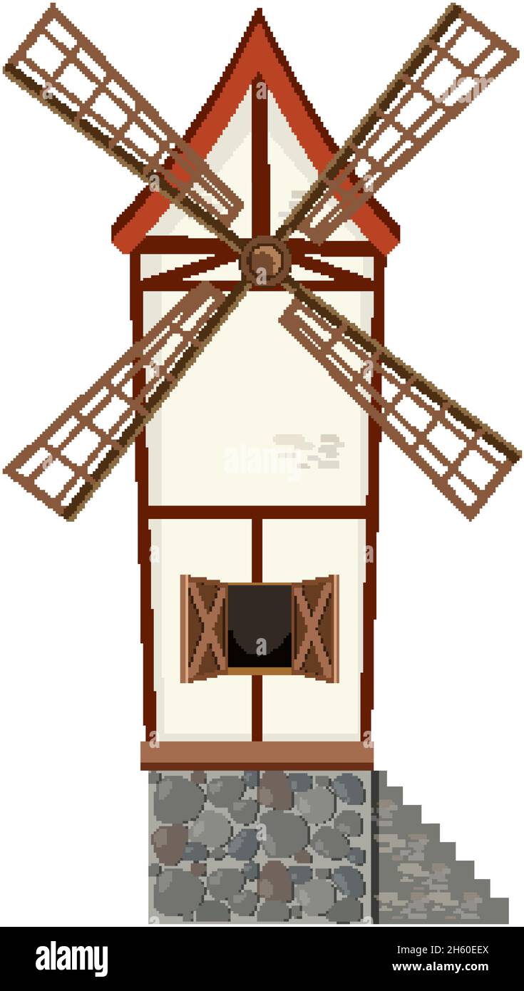 Windmill isolated on white background illustration Stock Vector Image ...