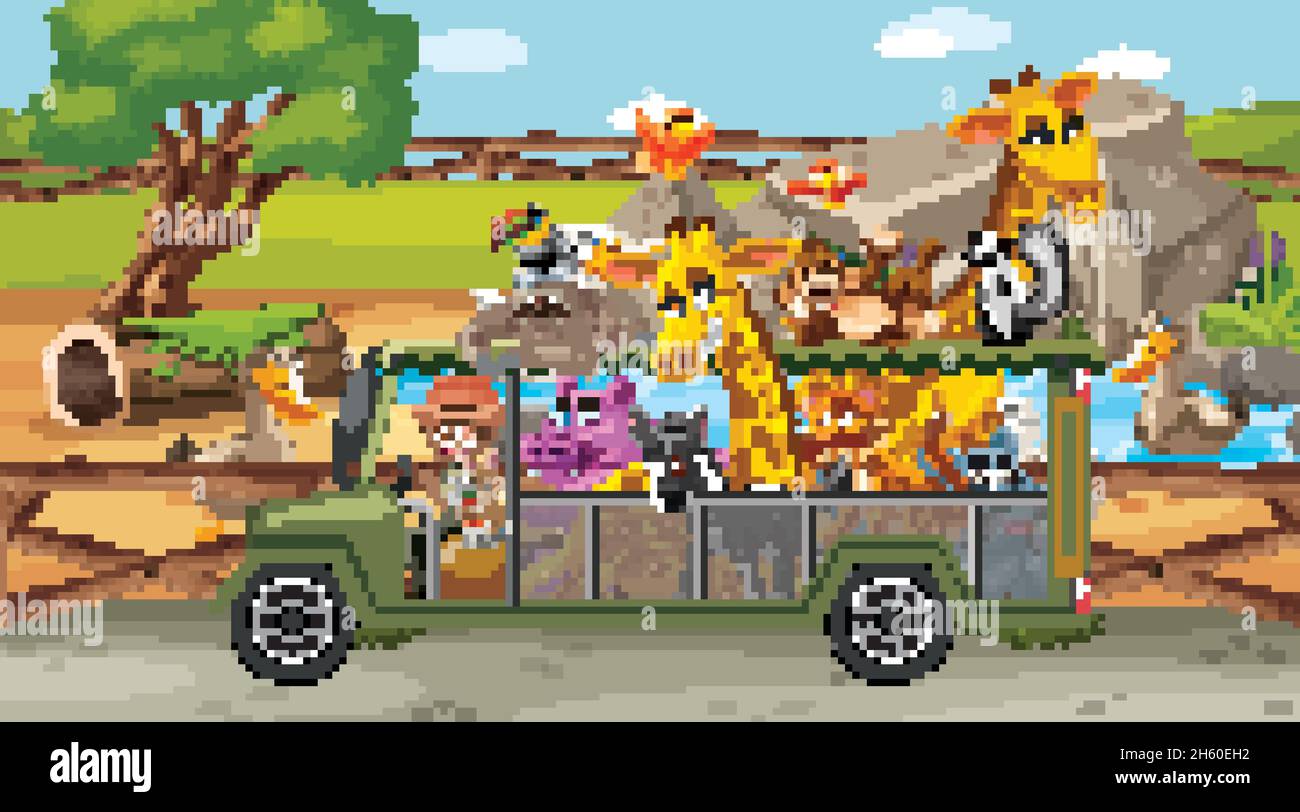 Bus in zoo Stock Vector Images - Alamy