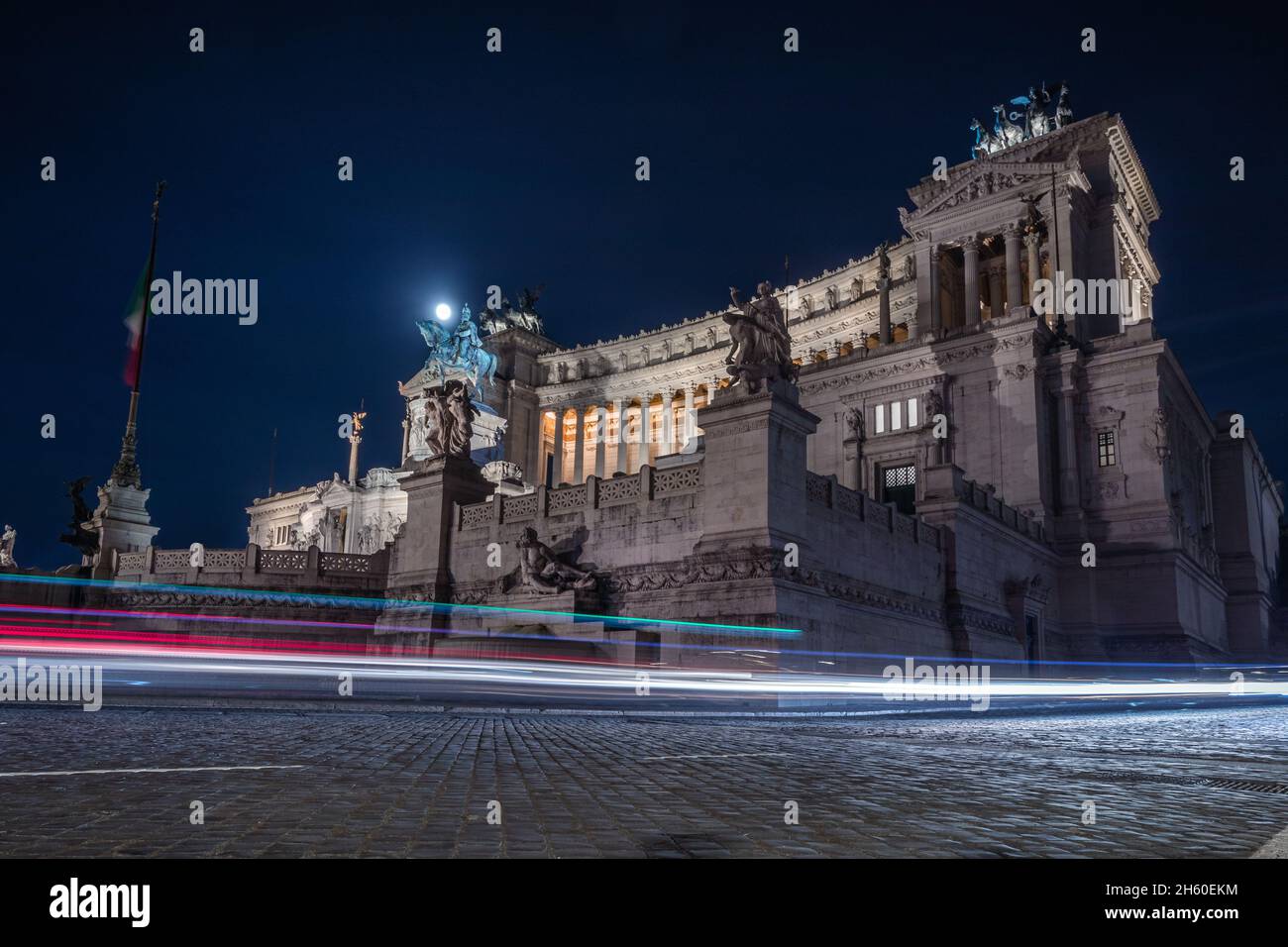 Cool long exposure cars traffic light trails, night view of the city of ...