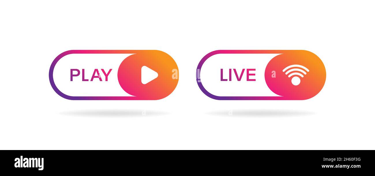 Live play button collection, social media buttons livestream ...