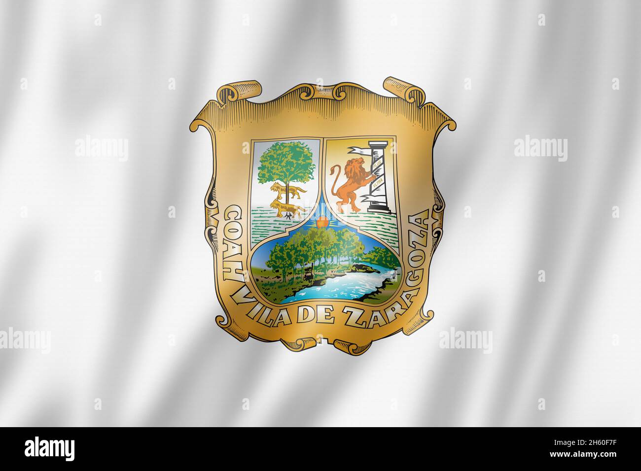 Coahuila state flag, Mexico waving banner collection. 3D illustration ...