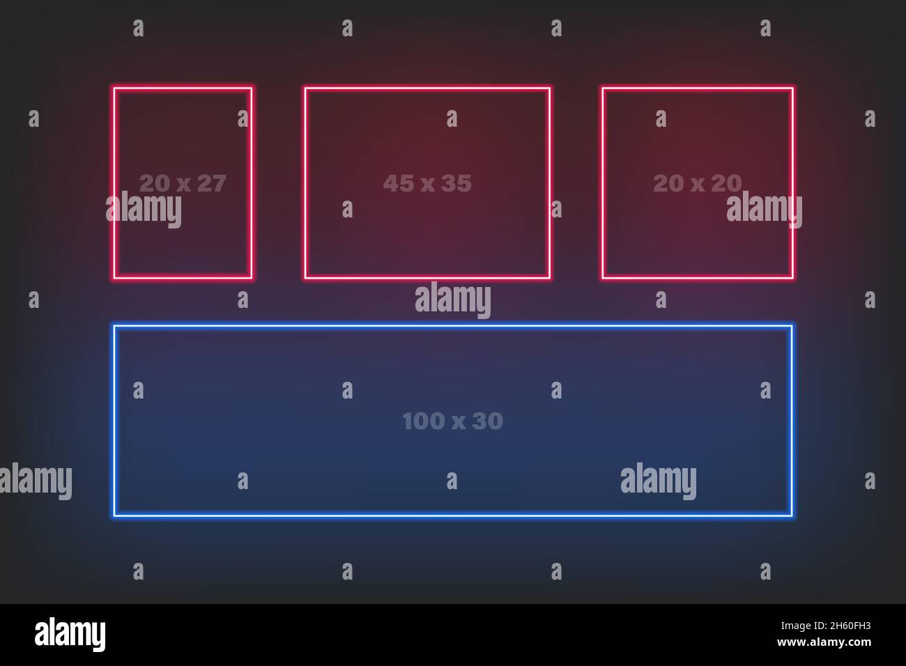 Neon frame rectangle border shiny collection. Led lamp frames shine ...