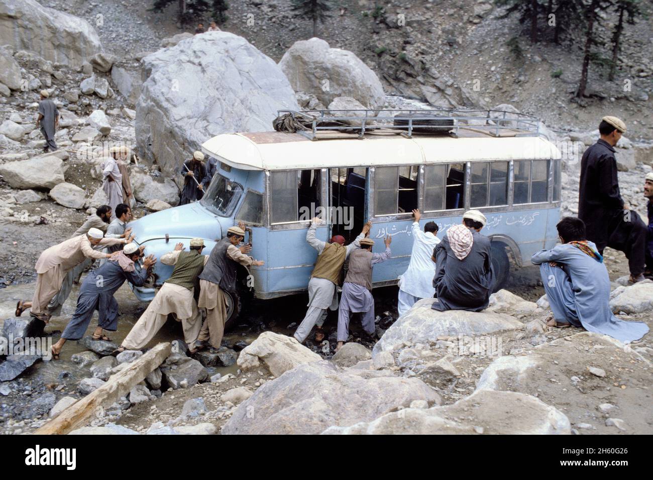 Lowari pass (3200m altitude), Road between Chitral and Peshawar, local ...