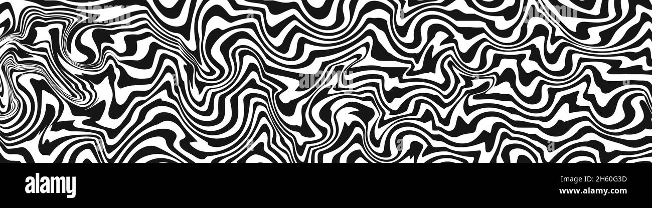 Distorted Warp Lines Vector Curve Line Texture Background Flat Liquid Stripes Decorative Black
