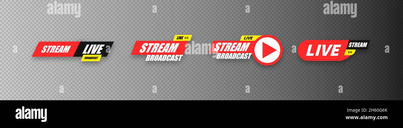 Live stream vector broadcasting sticker collection. Broadcast streaming ...