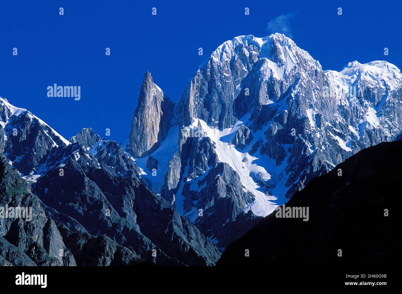 Pakistan. Northen Area. Hunza area. Lady Finger pic above Hunza Stock ...