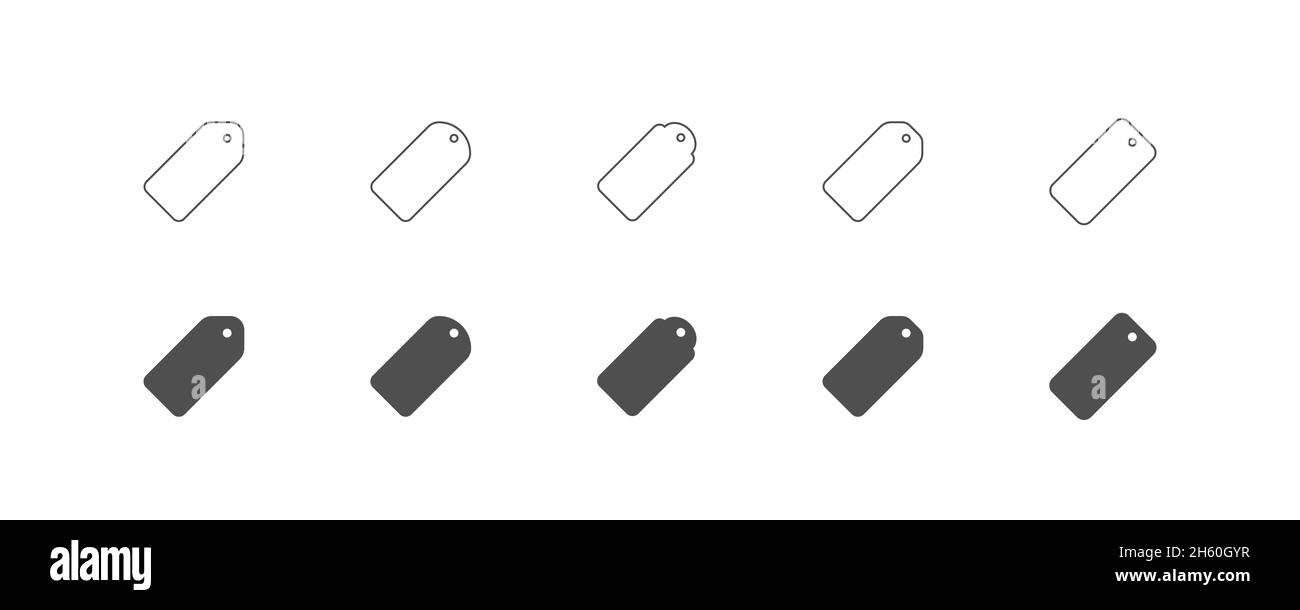 Price tag vector label icon set in flat and linear simple style, empty ...