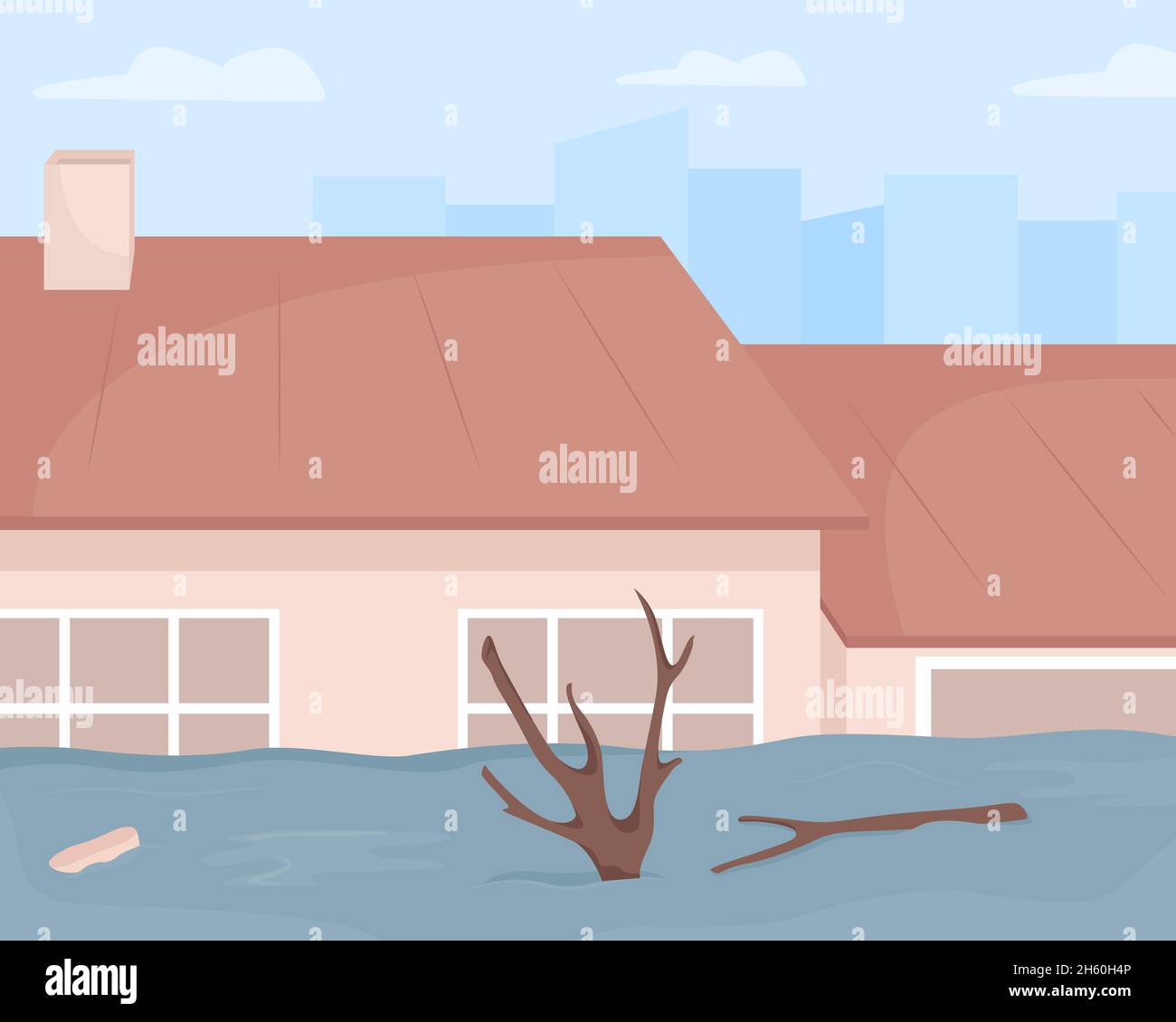 Urban flood disaster flat color vector illustration Stock Vector Image ...