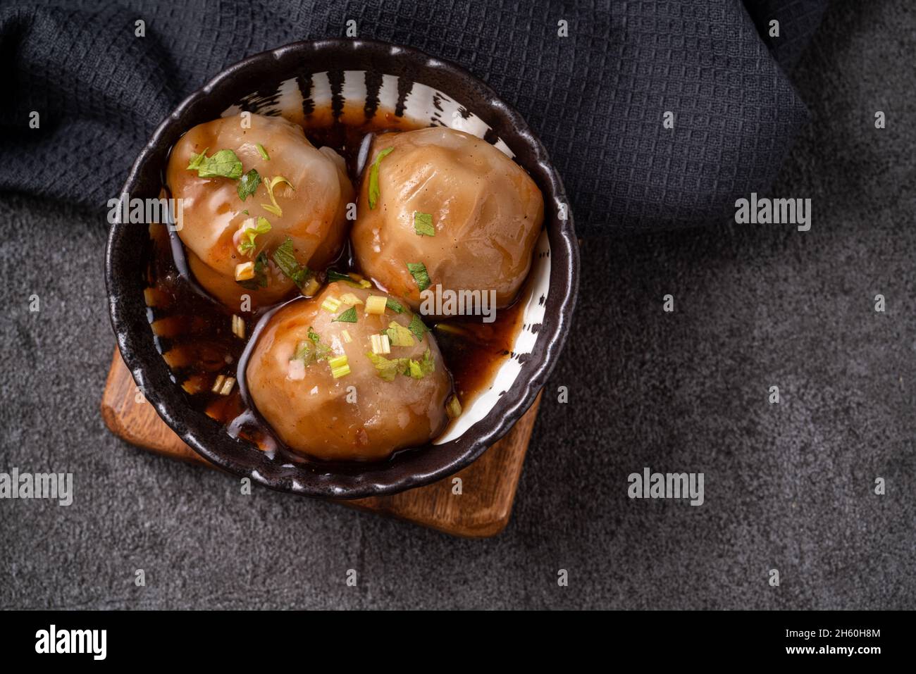 Top view of Bawan (Ba wan), Taiwanese meatball delicacy, delicious ...