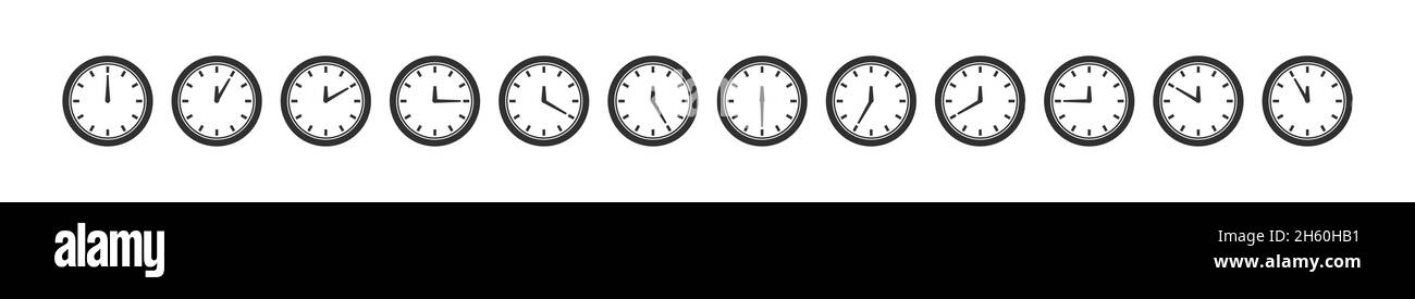 Clock minutes icon set, flat clocks collection time measurement concept ...