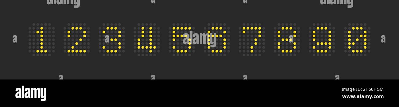 Clock vector electronic led nuber collection in dotted scoreboard style ...