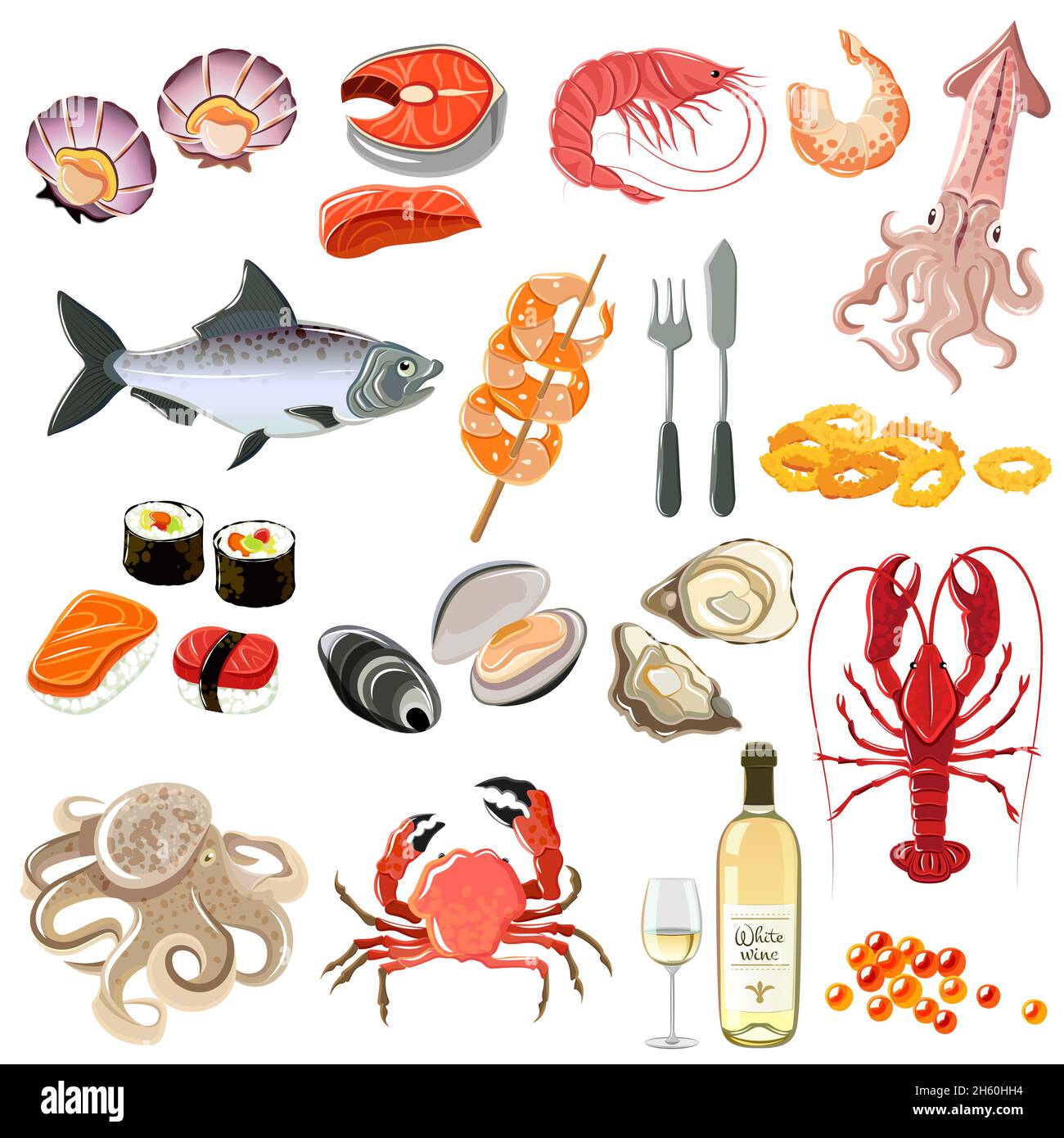 Eat seafood vector vectors hi-res stock photography and images - Alamy