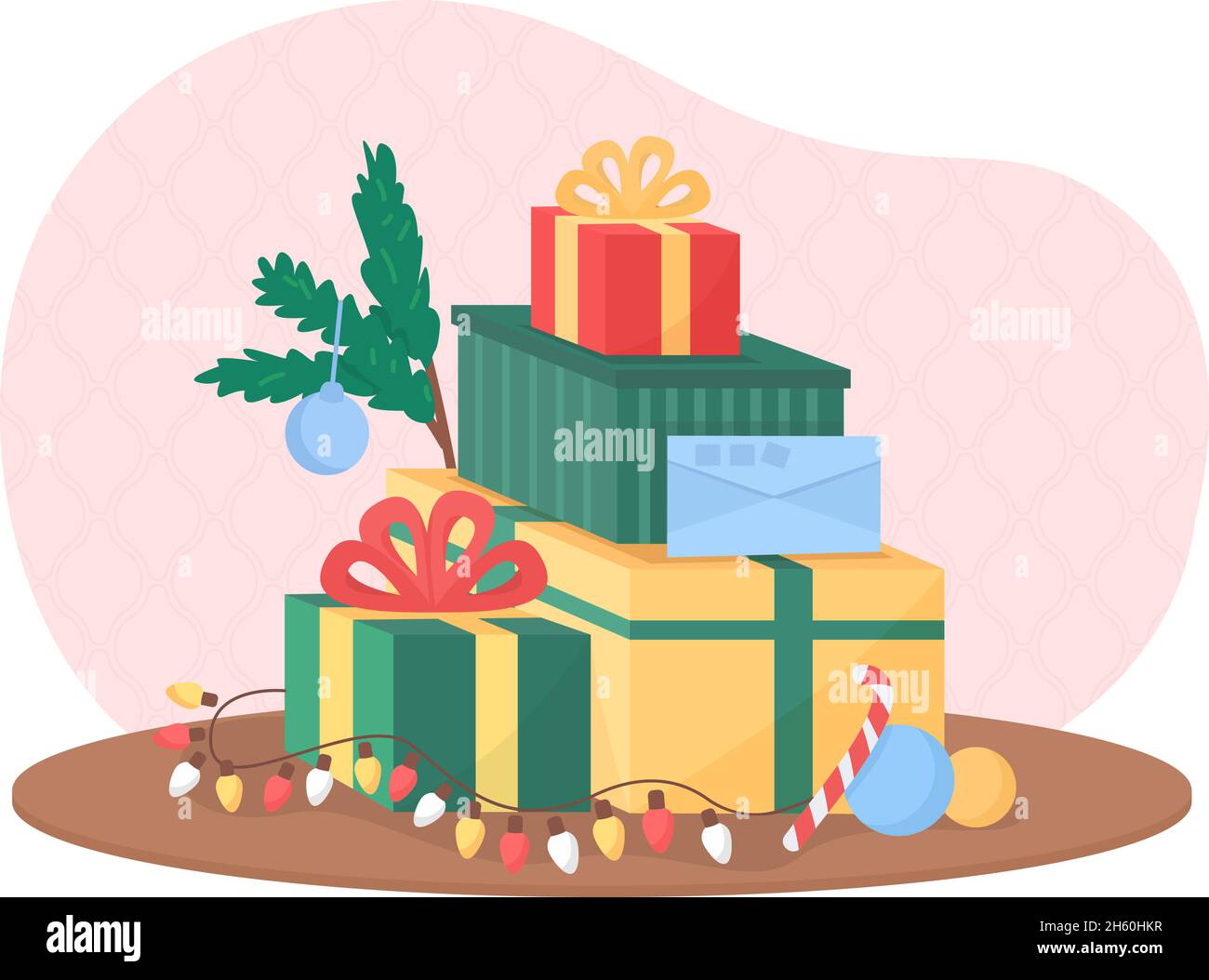 Christmas presents 2D vector isolated illustration Stock Vector Image ...