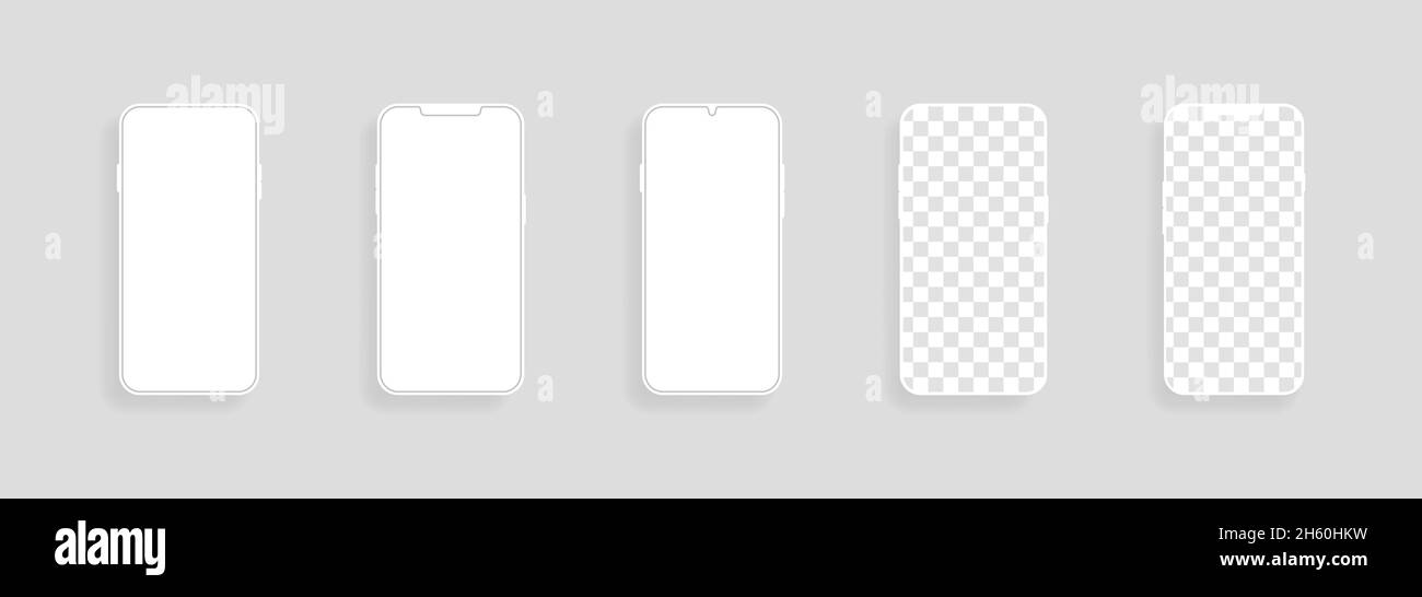 Smartphone simple mock up set design minimal flat clay style, vector ...