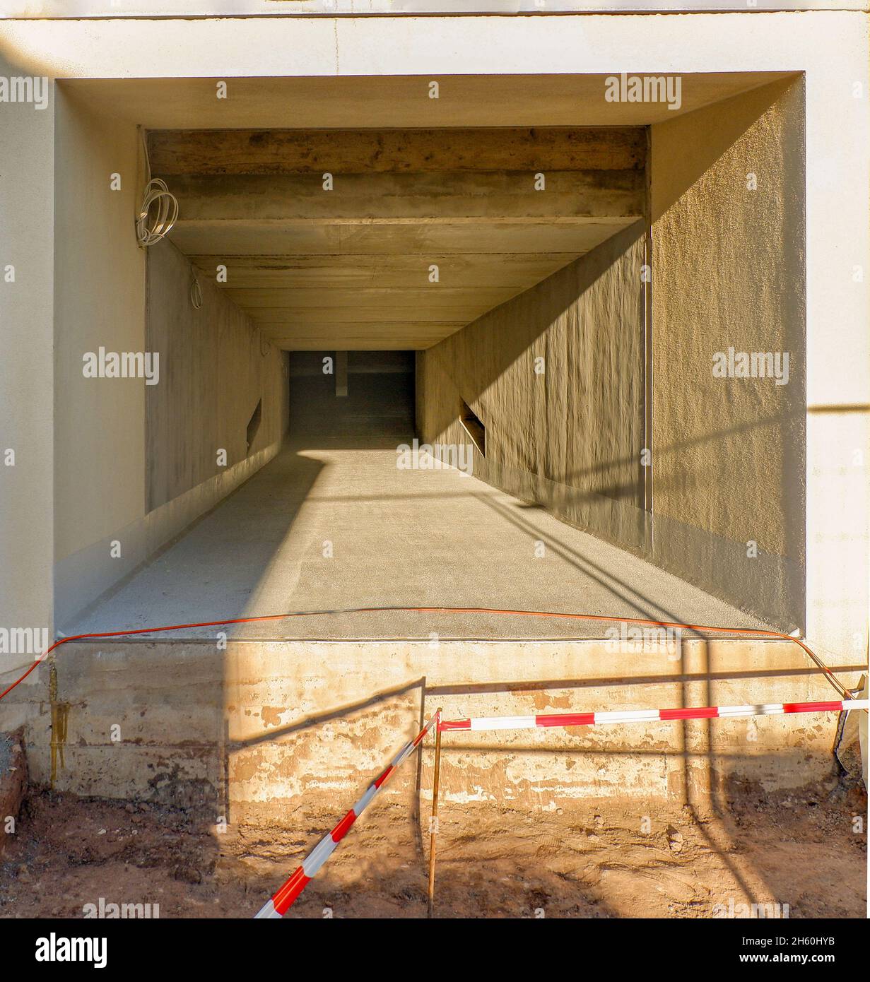 Closeup of an underground car park entrance of a building shortly ...