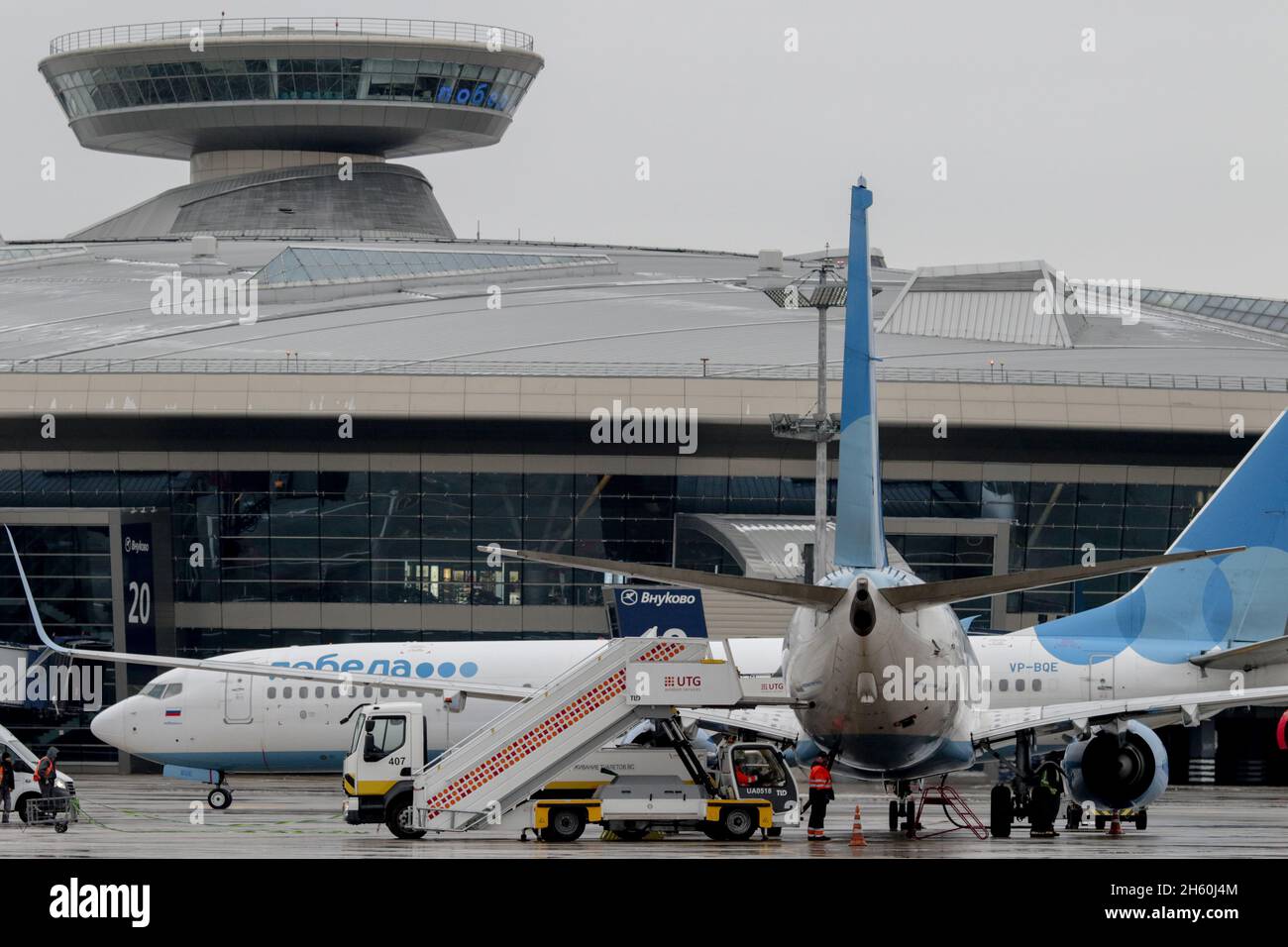 Pobeda Airlines Boeing-737 aircraft at Vnukovo International Airport ...