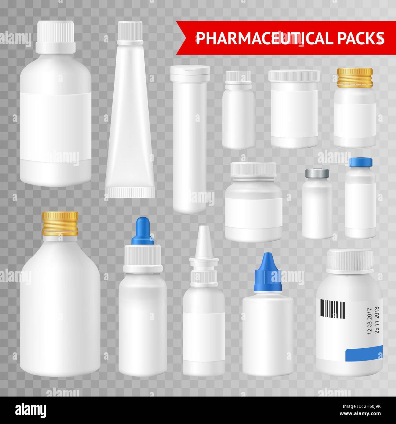 Pharmaceutical quality packaging solutions realistic images collection ...