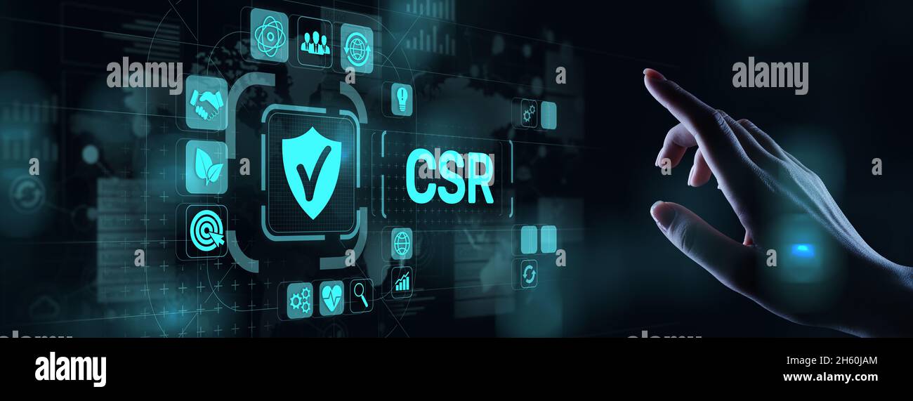 CSR Corporate social responsibility business technology concept on ...