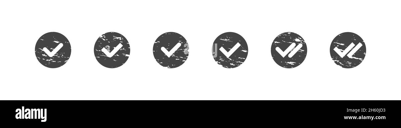 Checkmark tick in circle grunge collection, check approval and read ...