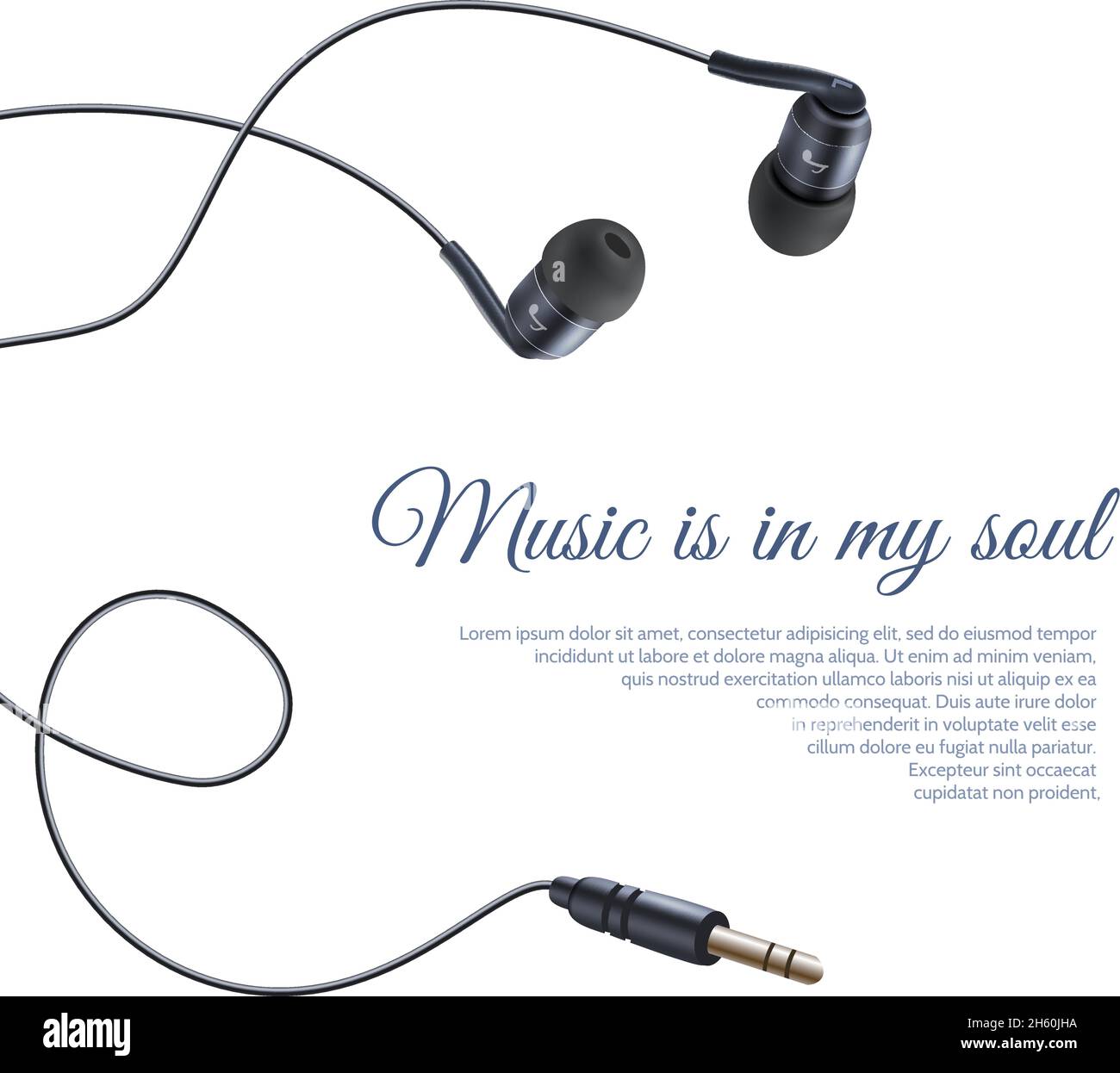 Realistic headphones headset sound equipment accessory music poster ...