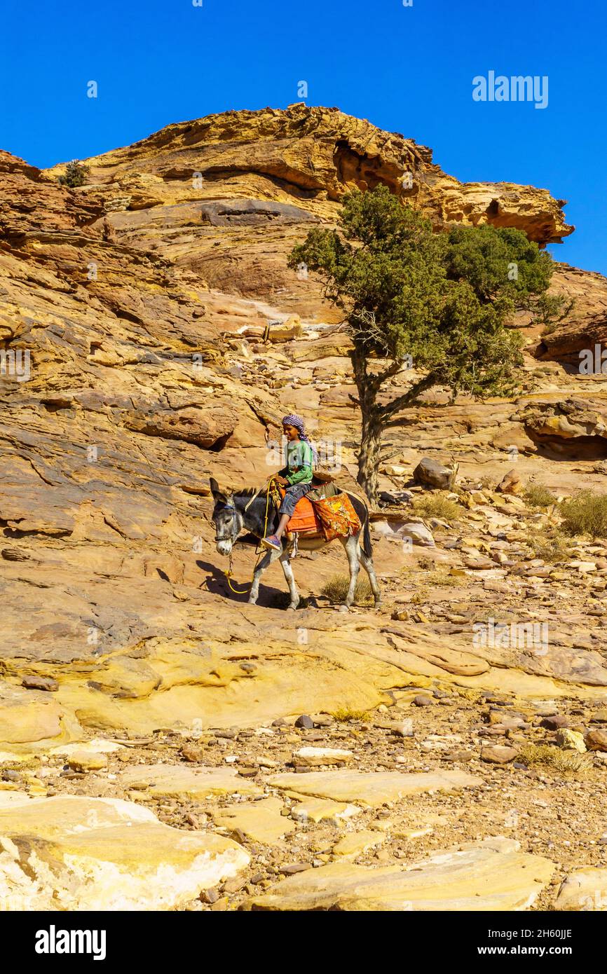 Petra, Jordan - October 24, 2021: View of desert mountain landscape ...