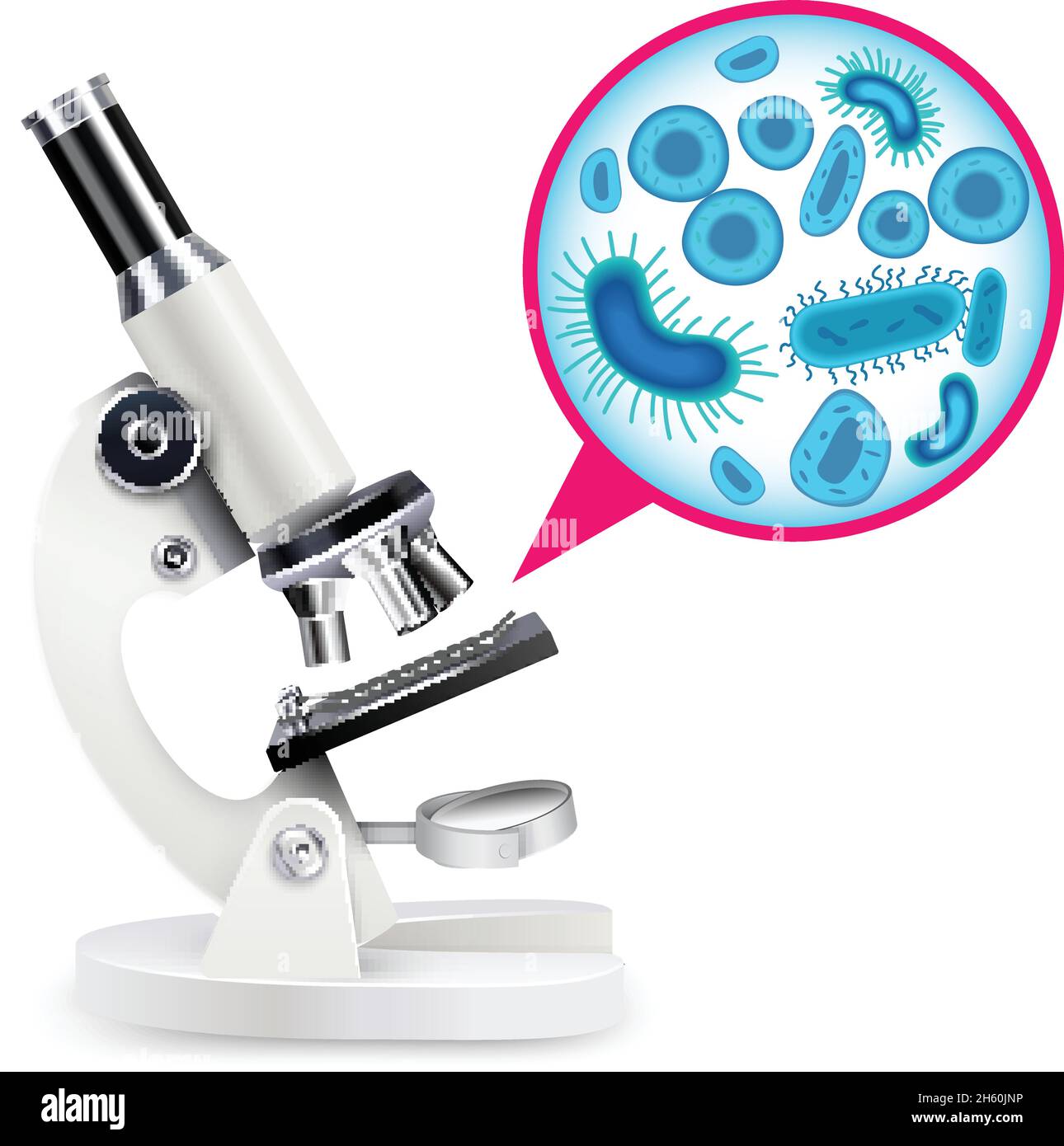 White realistic microscope composition with scientific instrument and ...