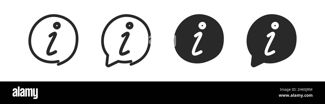 Information icon symbol in doodle circle illustration set, faq info ...