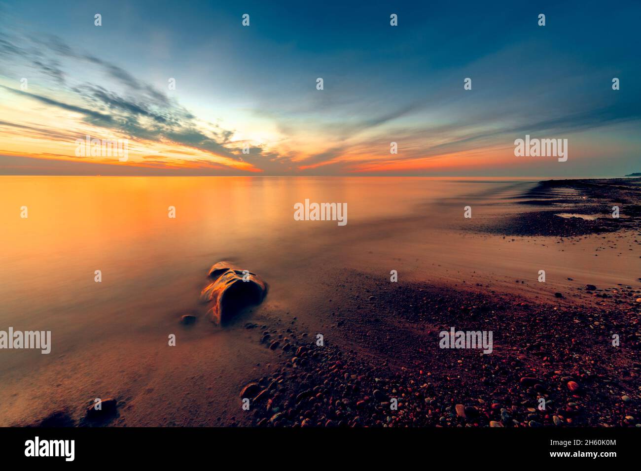 Beautiful sunset view at the coast of the Baltic Sea, Lithuania Stock ...