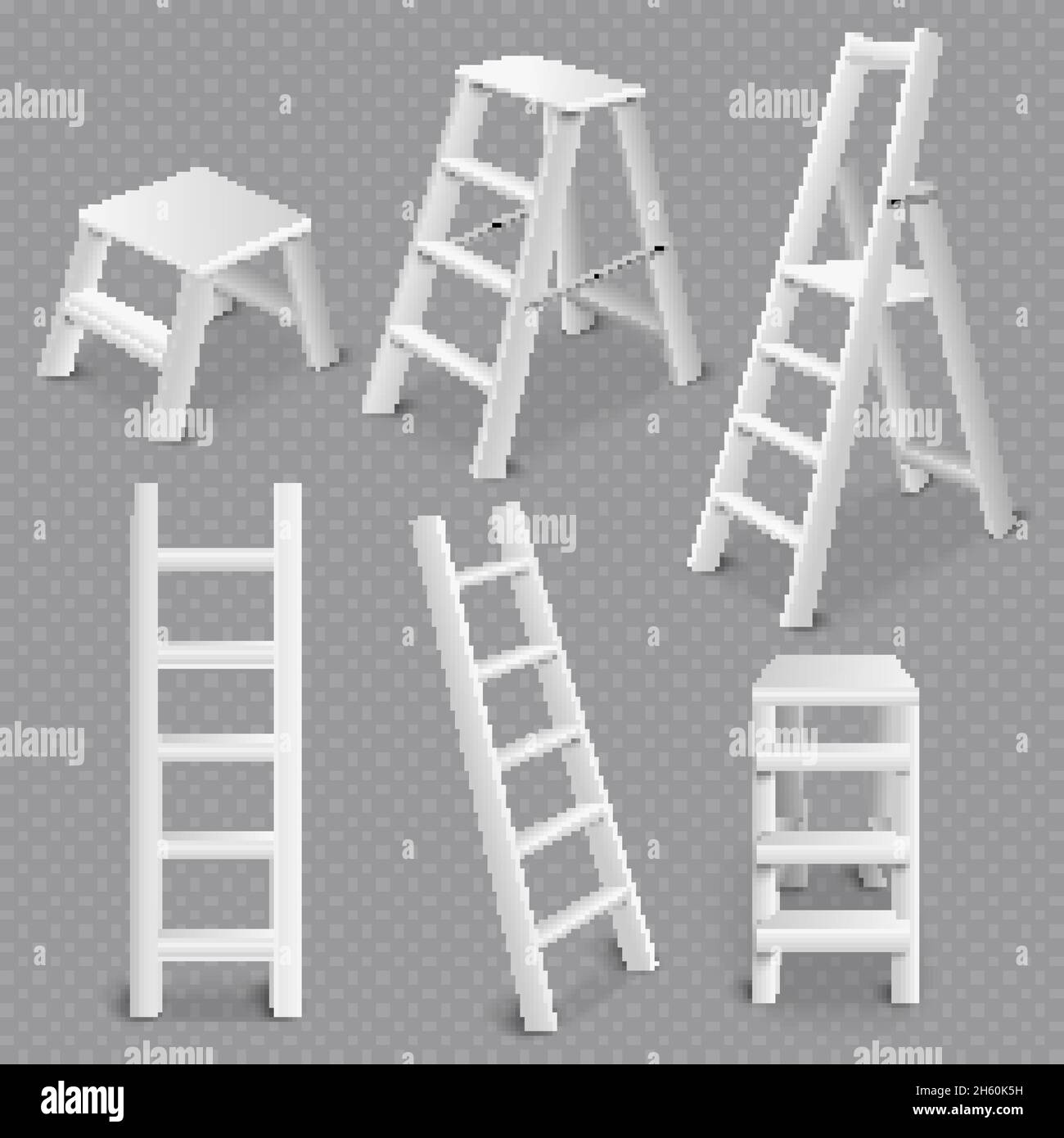 Multi purpose ladders realistic 3d collection including folding ...