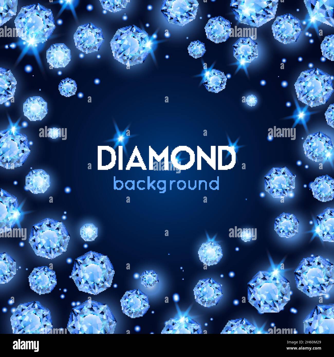 Light blue color gem diamond background with placer of diamonds in a ...