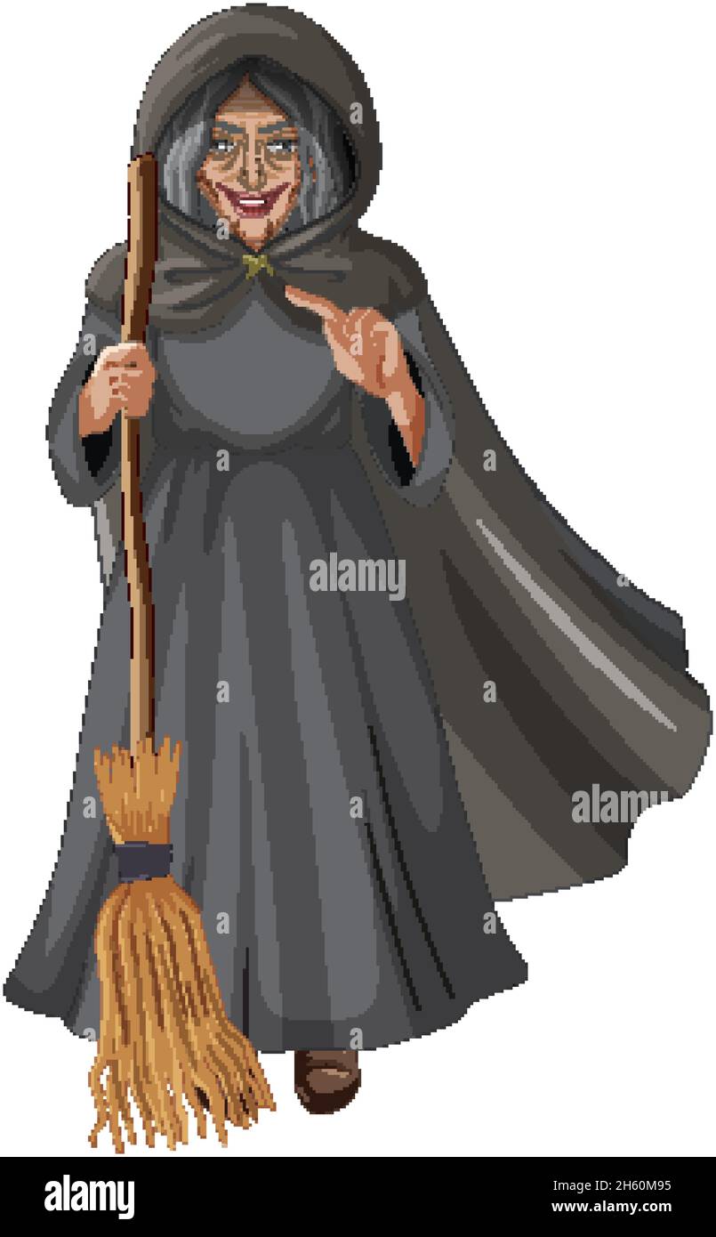 Wicked old witch character on white background illustration Stock ...